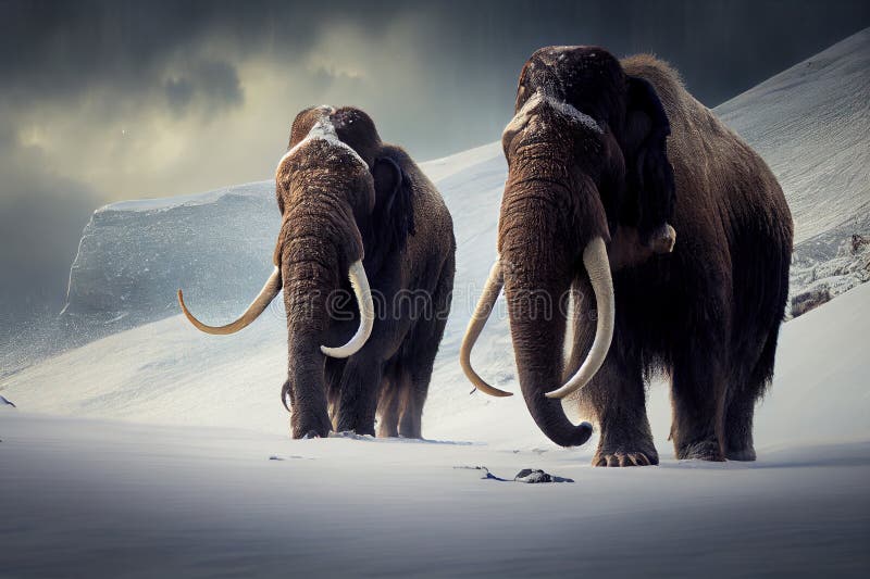 Amazing Mammoth in the Background of a Winter Landscape. AI Generated ...