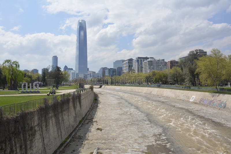 Amazing Man Made Canal in Santiago, Chile Stock Image - Image of river ...