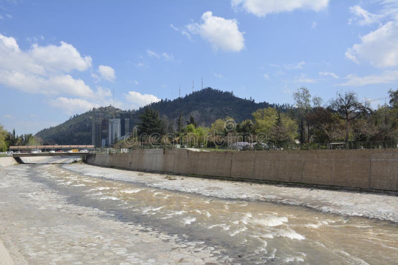Amazing Man Made Canal in Santiago, Chile Stock Image - Image of river ...
