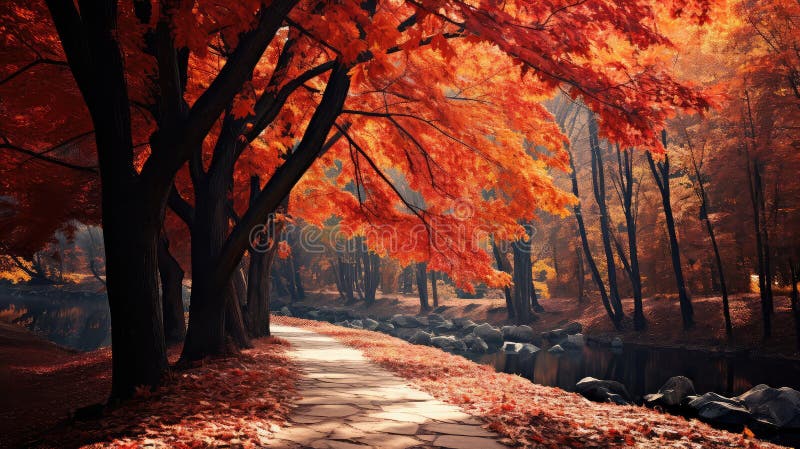 Amazing Maple October Concept Tranquil Stock Illustration ...