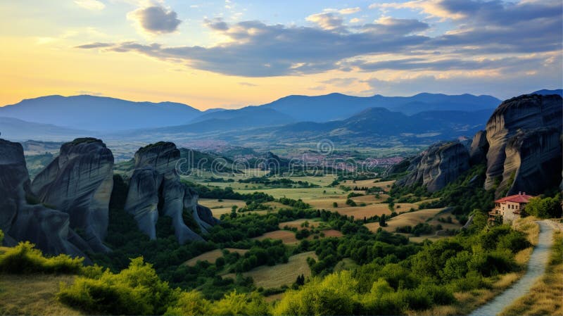 Amazing Meteora valley stock photo. Image of valley - 299696596