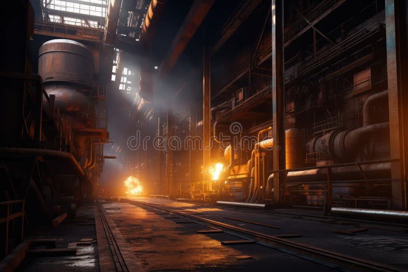 Amazing Modern Hot Strip Rolling Mill Factory Stock Illustration ...