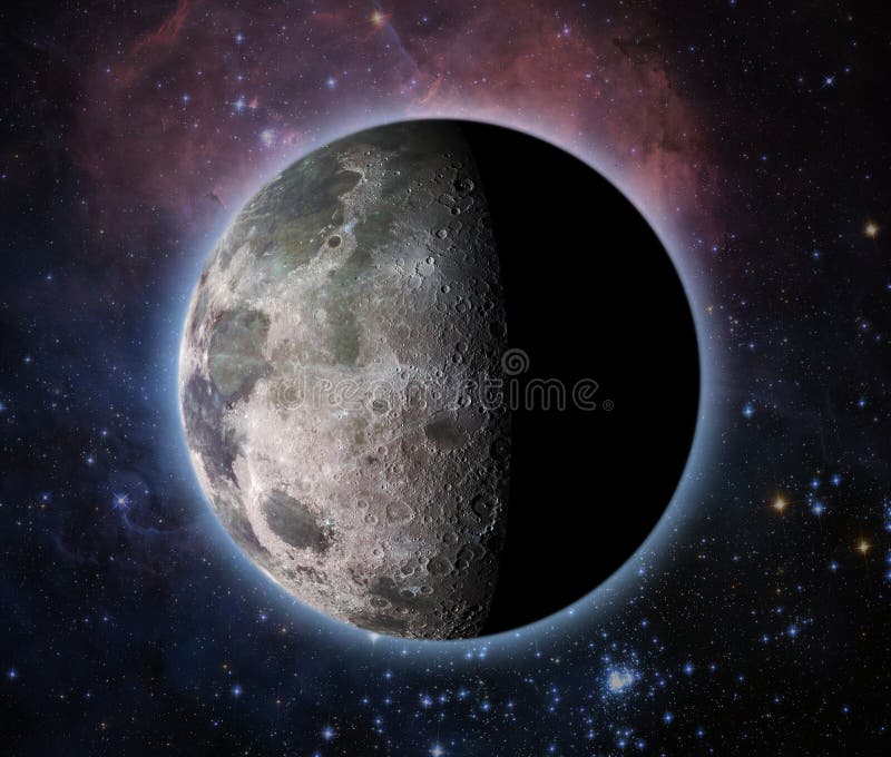 Amazing Moon on the Orbit Covered with Shadow, Elements of this Image ...