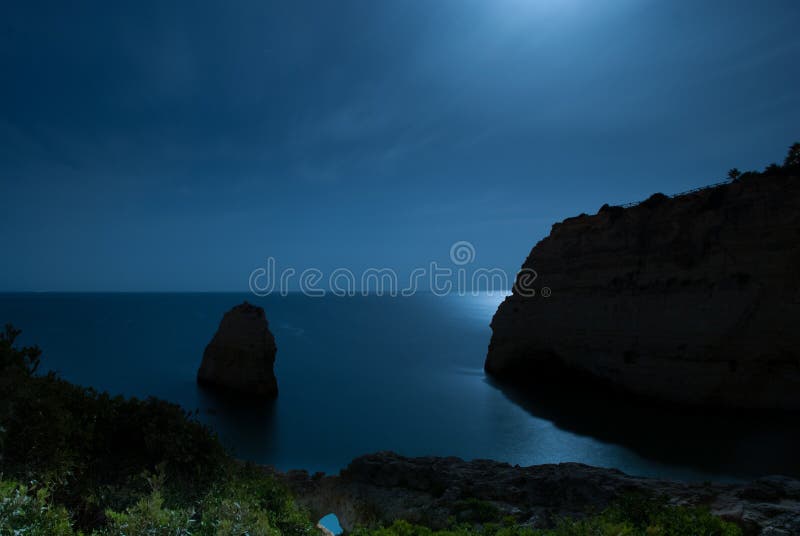 Amazing moonlit ocean stock image. Image of cliff, moon - 60012195