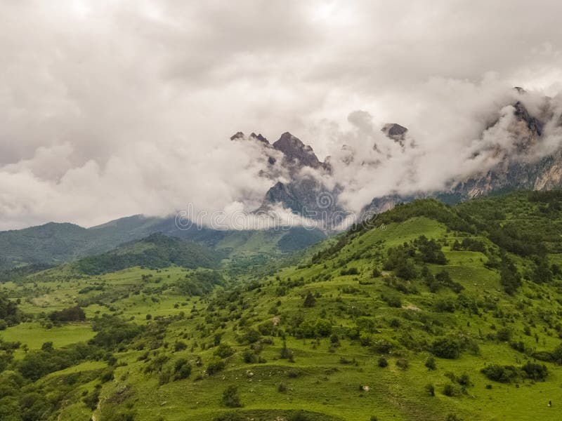 Amazing Mountain Landscape. Beautiful Clouds, Fields, Mountains Stock ...