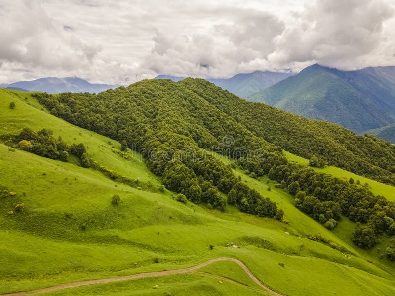 Amazing Mountain Landscape. Beautiful Clouds, Fields, Mountains Stock ...