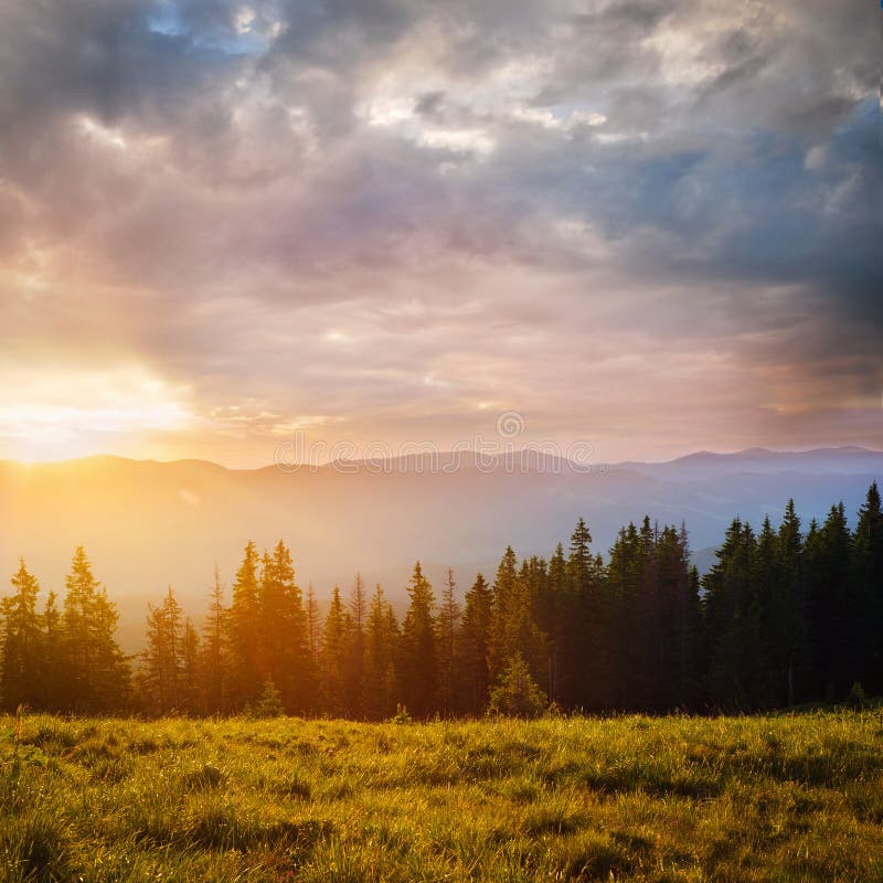 Amazing mountain sunset stock photo. Image of altered - 85236540