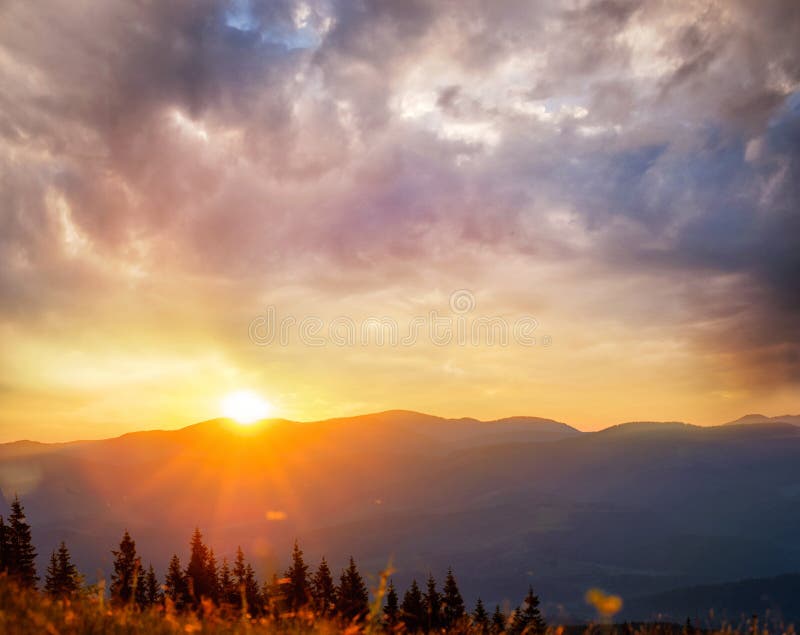 Amazing mountain sunset stock image. Image of altered - 85237257
