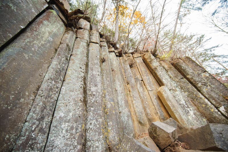 Amazing Natural Cliff of Pentagonal Boulders. Stock Image - Image of ...