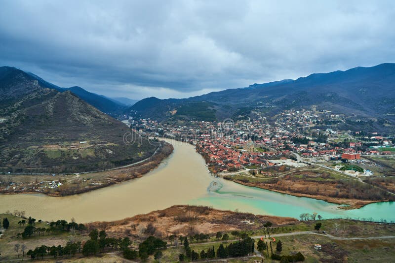 Amazing Natural Landscape. the Confluence of Two Rivers in the City of ...