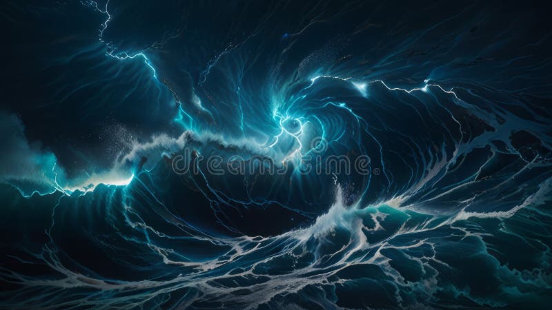 Amazing Natural Scenery of Ocean Waves Stock Illustration ...