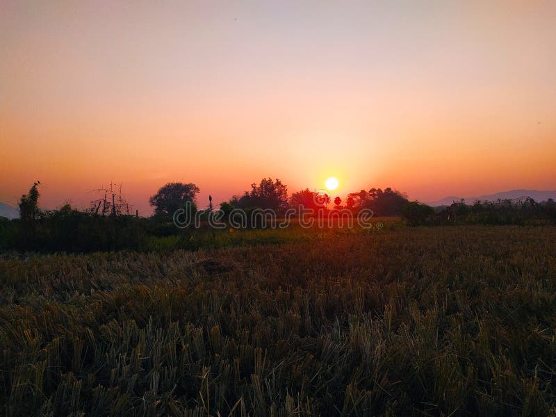 The Amazing Natural View of Village Morning. Stock Photo - Image of ...