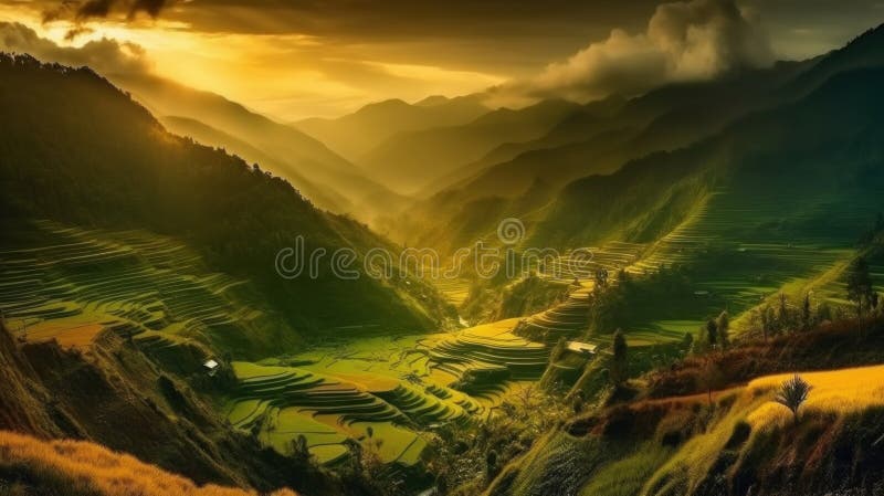 Amazing Nature Landscape Generative Ai Stock Illustration