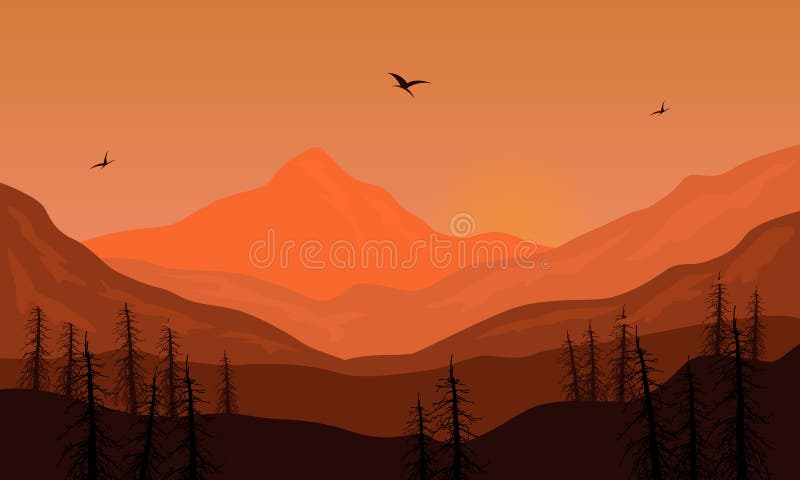 Amazing Nature Twilight Scenery in the Afternoon. Vector Illustration ...