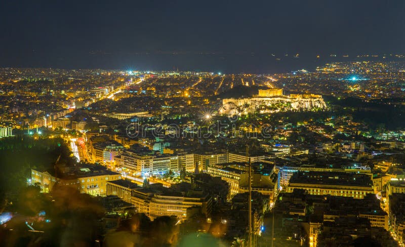 Amazing Night View on Acropolis of Athens Stock Photo - Image of view ...