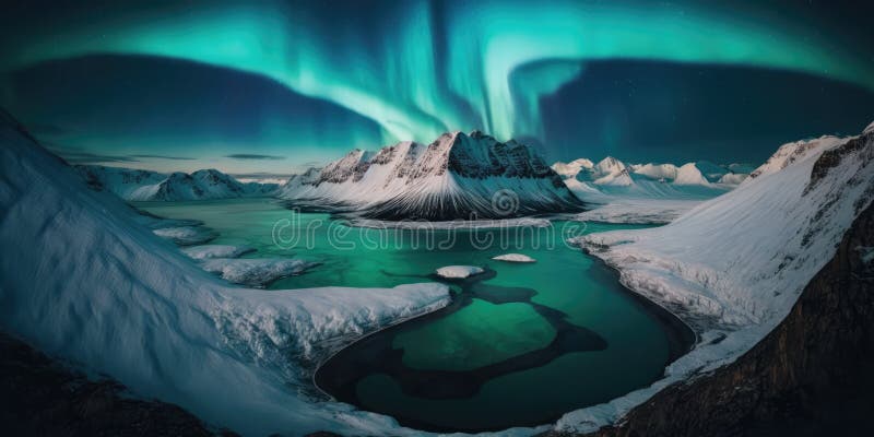 Amazing Northern Lights in the Sky Above the Mountains Stock ...