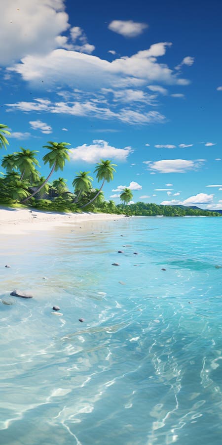 Amazing Ocean Viewpoint with Some Plan Trees Stock Illustration ...