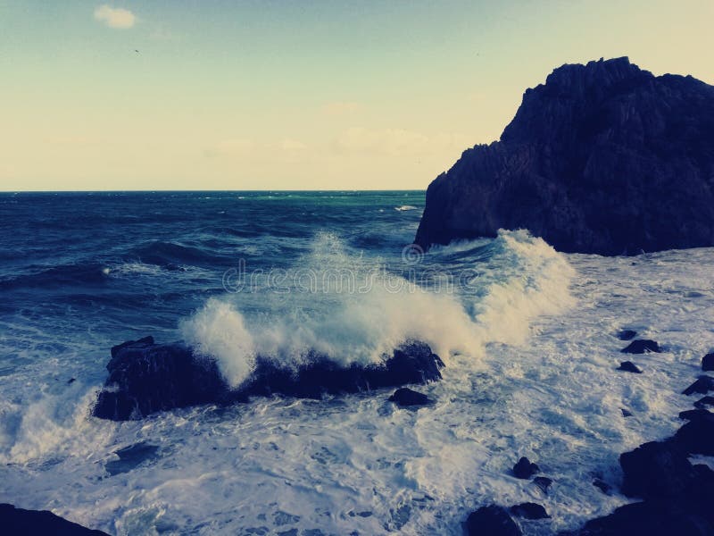 Big oceans waves stock image. Image of cape, beach, horizon - 252171583