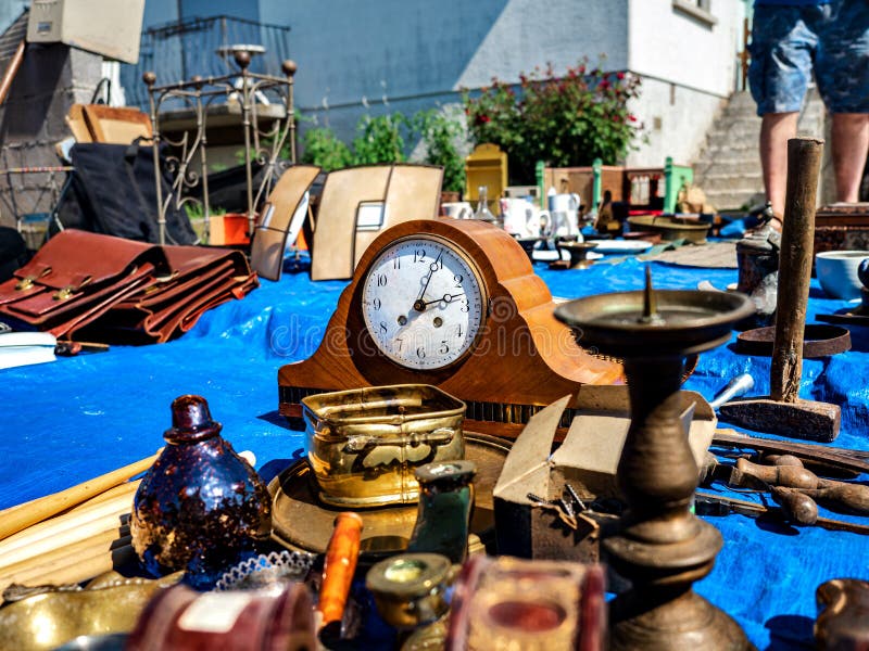 Amazing Old Stuff at a Flea Market in Alsace Stock Image - Image of ...
