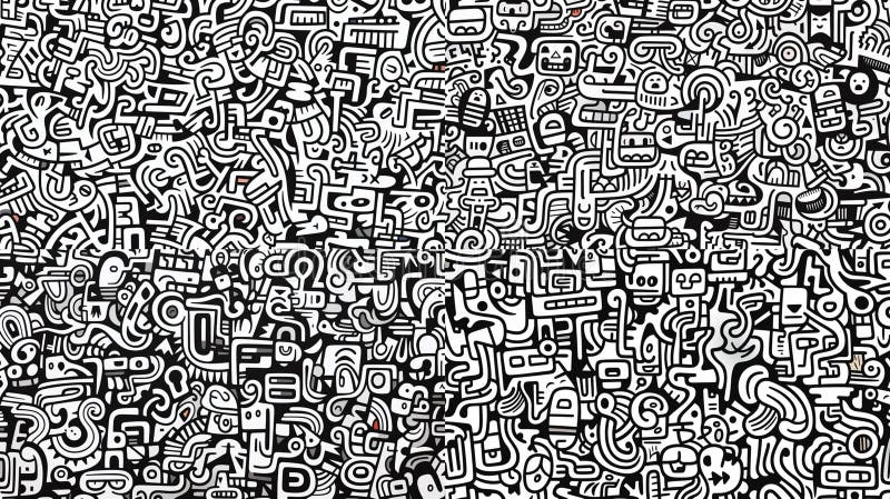 Amazing Original Doodle Art Stock Illustration - Illustration of black ...