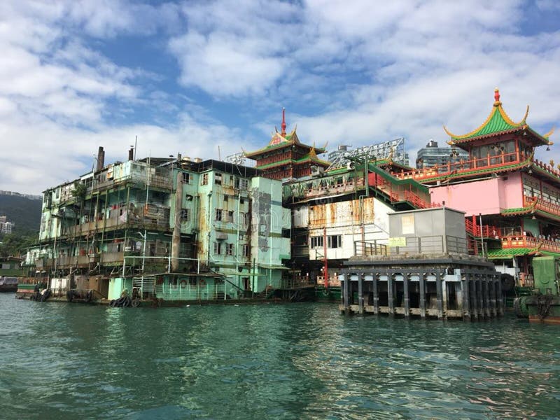 Amazing Over the Water Buildings in Asia Stock Photo - Image of ...