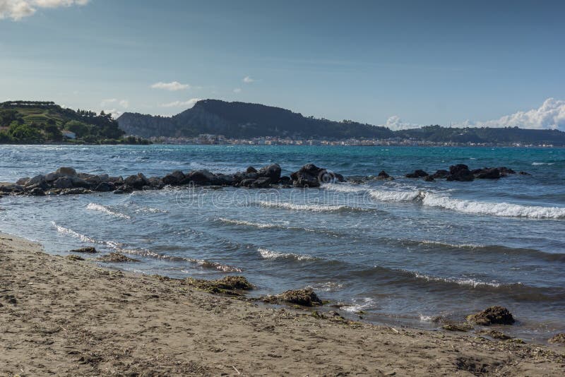 Panorama of Argassi Beach, Zakynthos Island, Greece Stock Image - Image ...