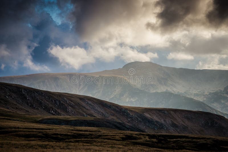 Amazing Panorama of Heavenly Lights at Sunset in High Mountains Stock ...