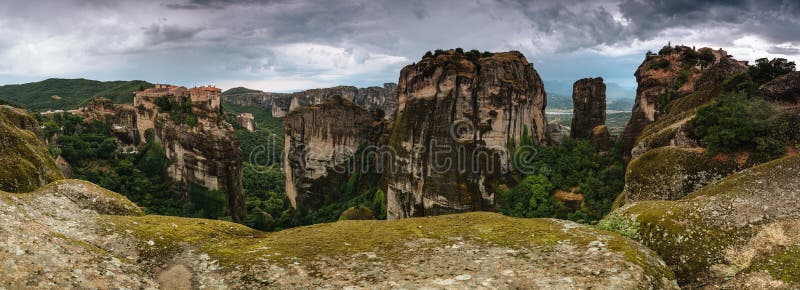 Amazing Panoramic Landscape of Monastery on a Rock. the Monastery of ...