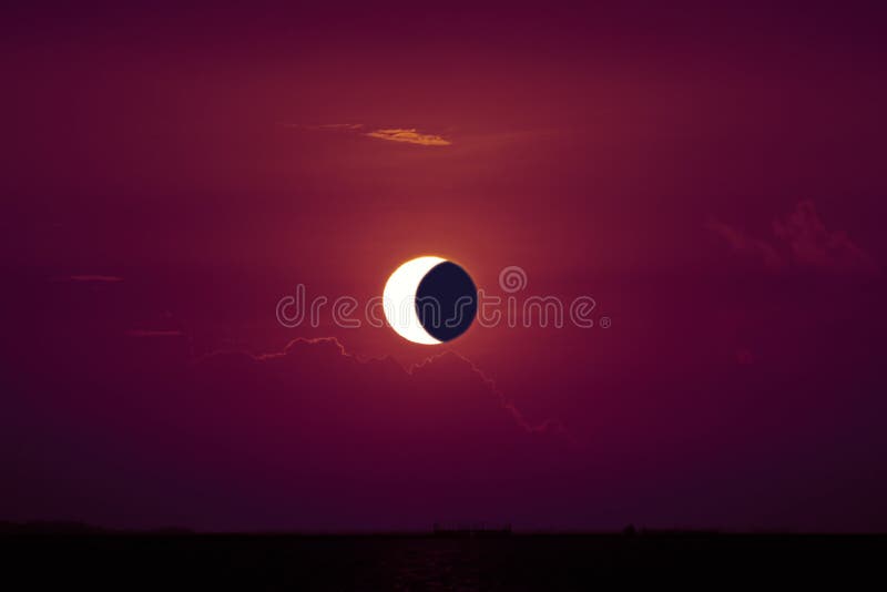 Amazing Phenomenon of Sun Eclipse Over Cloud Sunset Red Orange Sky ...