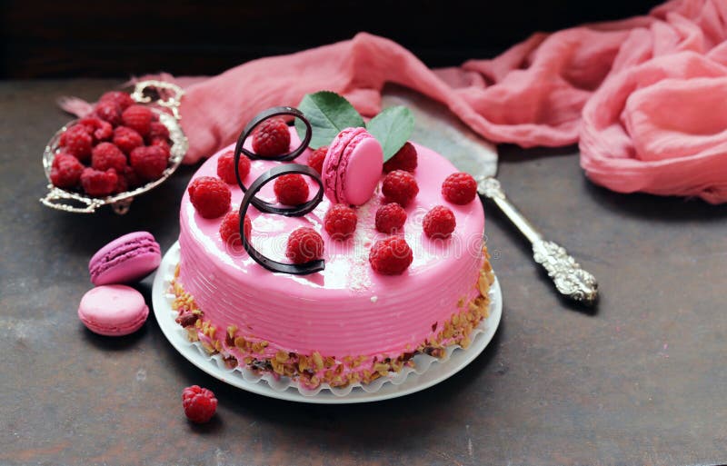 Amazing pink cake stock image. Image of cream, sugar - 120422005