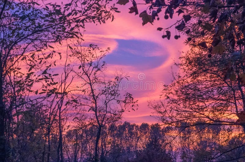 Amazing pink sunset. stock image. Image of shiny, intensive - 104942905