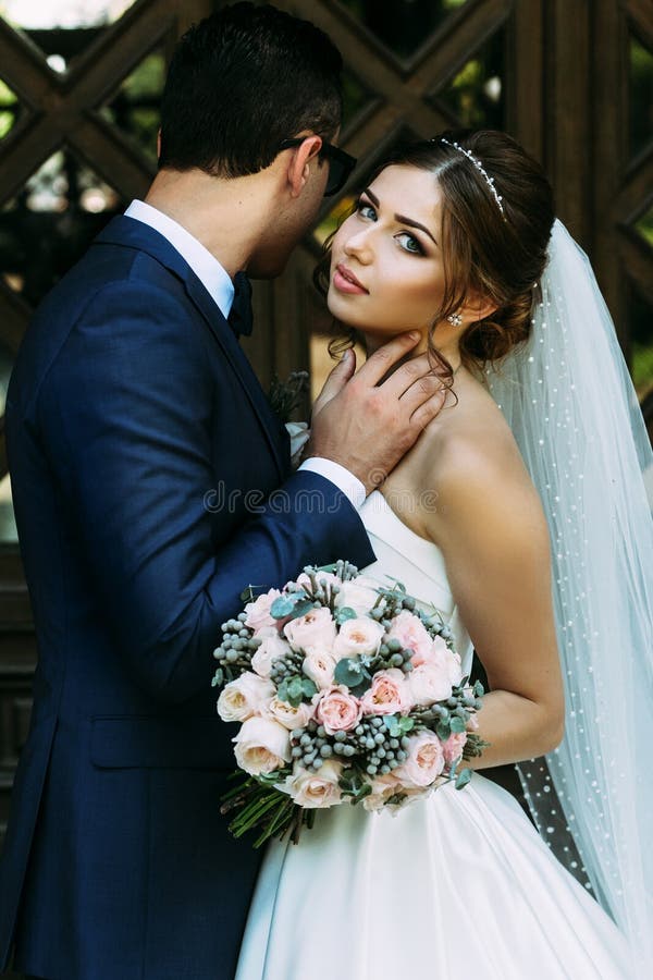 Amazing Portrait of the Couple in the Wedding Day Stock Photo - Image ...