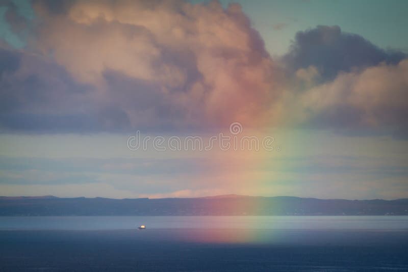 Amazing Rainbow Over the Atlantic Ocean in Ireland Stock Photo - Image ...
