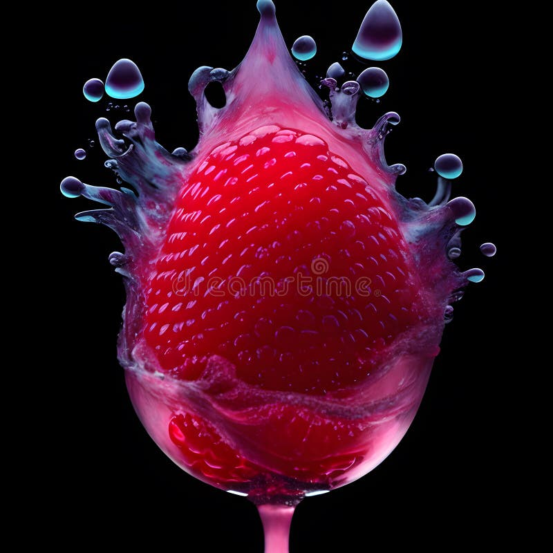 Amazing Raspberry with Water Splash and Drops, Generative Ai Stock ...