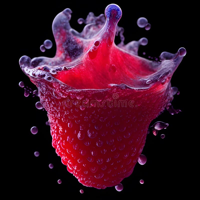 Amazing Raspberry with Water Splash and Drops, Generative Ai Stock ...