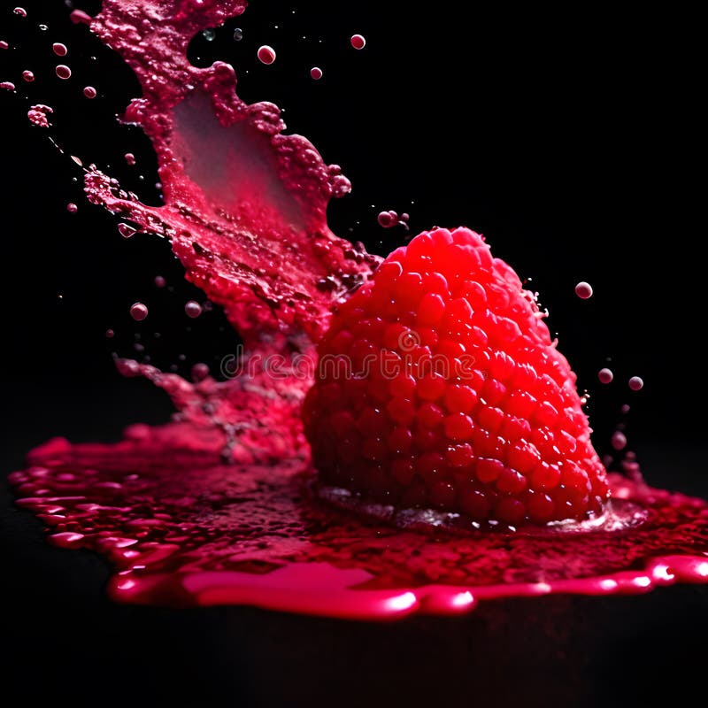 Amazing Raspberrywith Water Splash and Drops Isolated, Generativ Stock ...