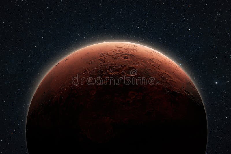 Amazing Red Planet Mars in Deep Stellar Space. Journey To Mars Concept ...