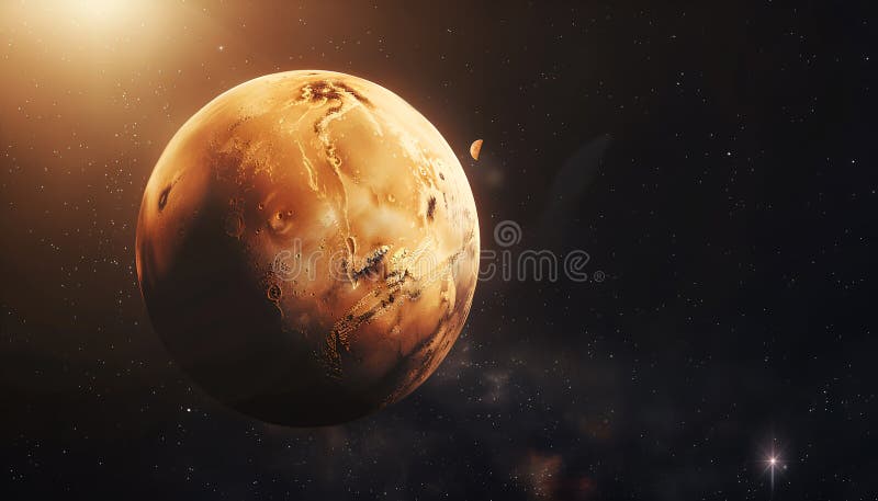 Amazing Red Planet Mars in Deep Stellar Space. Journey To Mars Concept ...