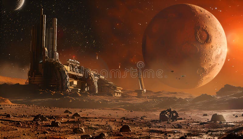 Amazing Red Planet Mars in Deep Stellar Space. Journey To Mars Concept ...
