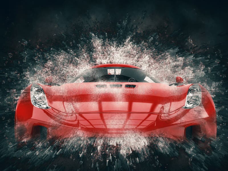 Amazing Red Super Car - 3D Pixel Grid Stock Illustration - Illustration ...