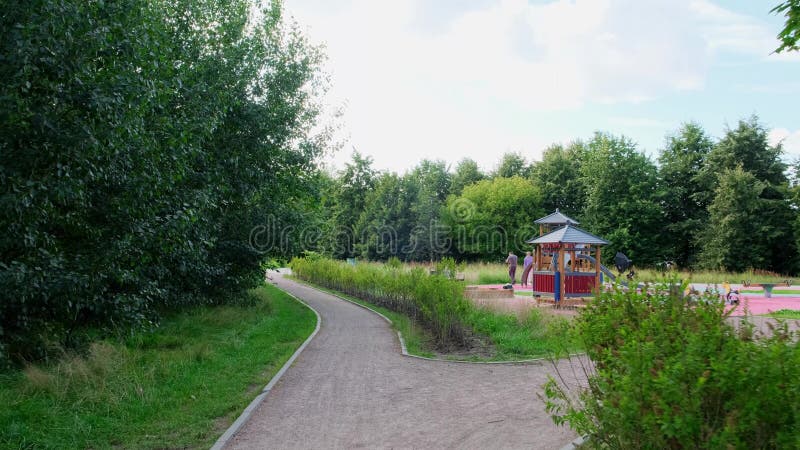 Amazing and Relaxing Path in the Park. Surrounded by Trees Stock Image ...