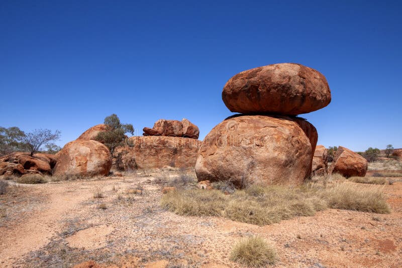 Amazing Rock Formations, Devils Marbles, Red Center, Australia Stock ...