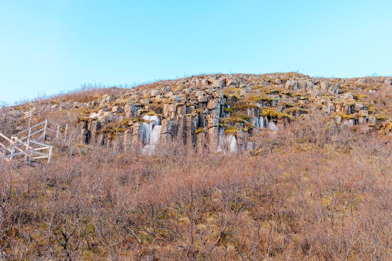 Amazing Rock Stack Walls Iceland Magnusarfoss 2024 Stock Image - Image ...