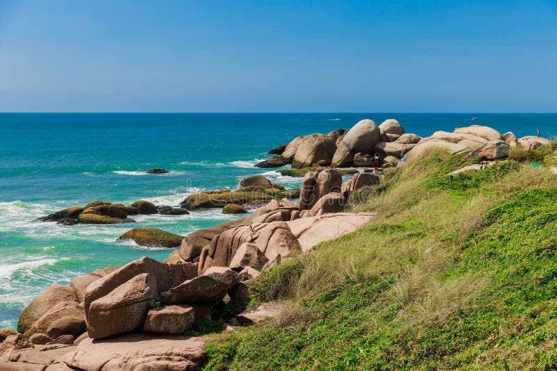 Amazing Rocks and Atlantic Ocean in Florianopolis. Beach in Brazil ...