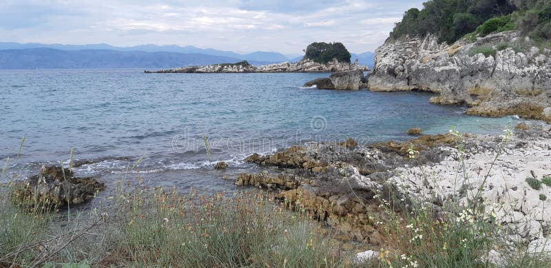 Sea view on corfu island stock photo. Image of island - 123949942