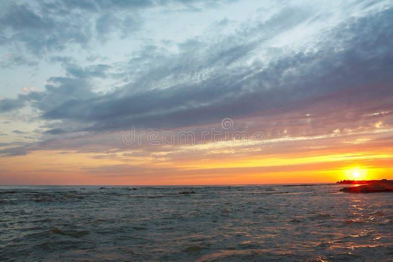 Sunset Against the Light and the Pinky Clouds Stock Photo - Image of ...