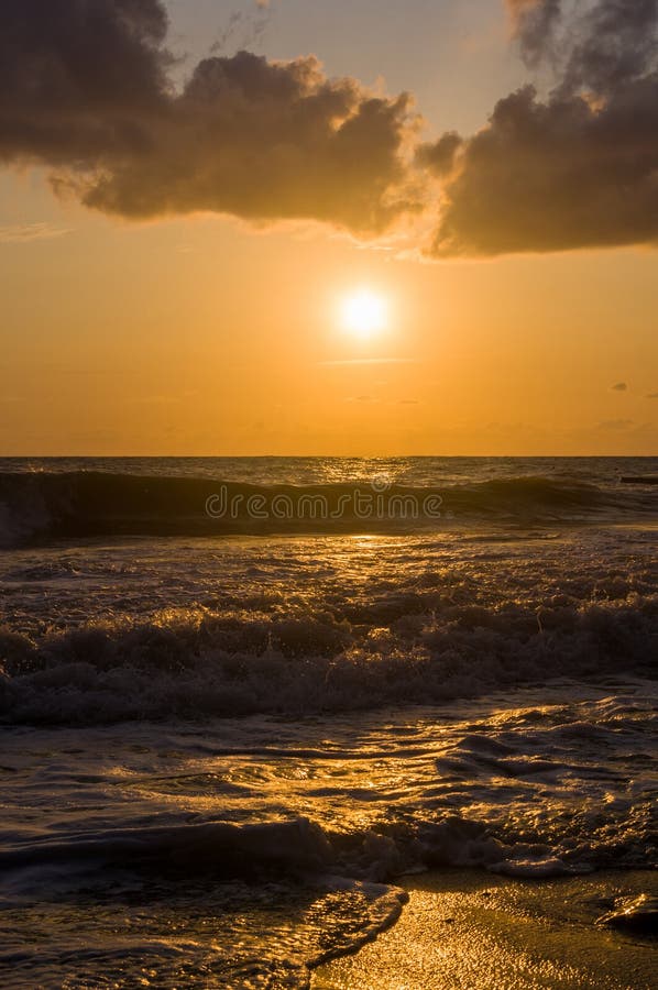 Amazing Sea Sunset, the Sun, Waves, Clouds Stock Photo - Image of ...