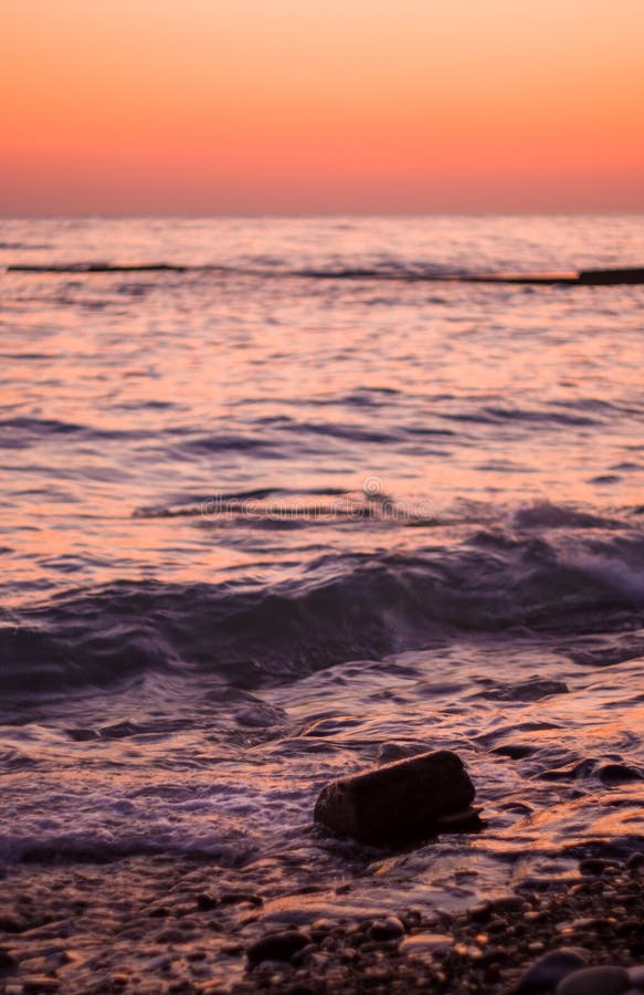 Amazing Sea Sunset, the Sun, Waves, Clouds Stock Photo - Image of beach ...