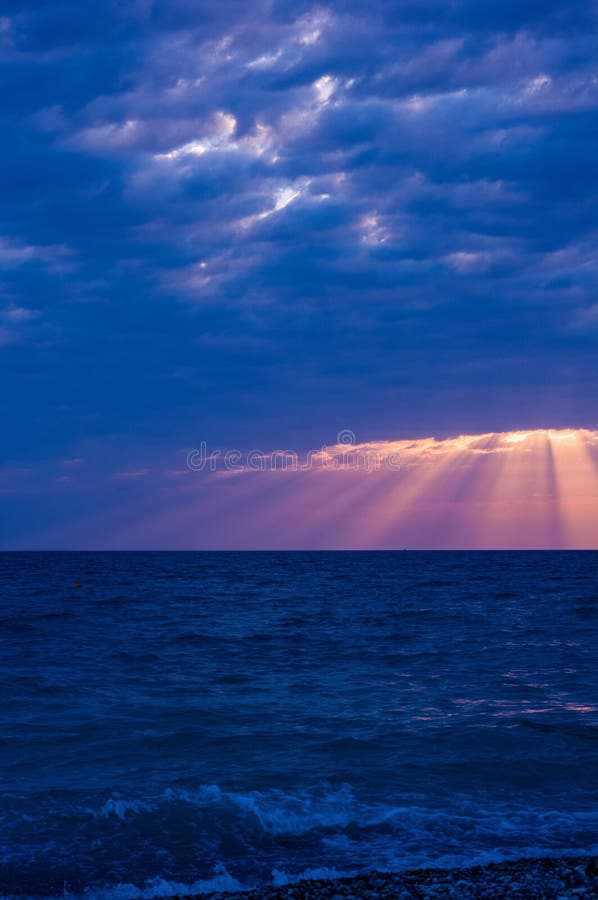 Amazing Sea Sunset, the Sun, Waves, Clouds Stock Photo - Image of light ...