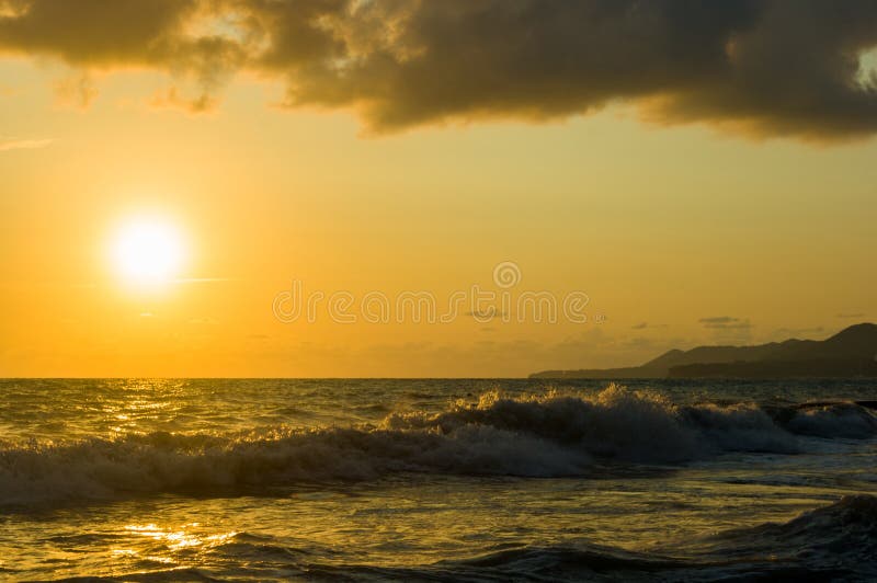 Amazing Sea Sunset, the Sun, Waves, Clouds Stock Image - Image of ...